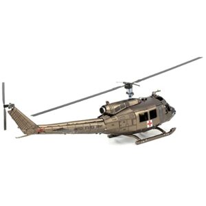 Fascinations Metal Earth UH-1 Huey Helicopter Color 3D Metal Model Kit Bundle with Tweezers