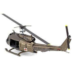 Fascinations Metal Earth UH-1 Huey Helicopter Color 3D Metal Model Kit Bundle with Tweezers