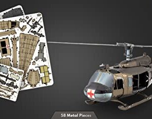 Fascinations Metal Earth UH-1 Huey Helicopter Color 3D Metal Model Kit Bundle with Tweezers