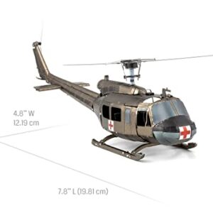 Fascinations Metal Earth UH-1 Huey Helicopter Color 3D Metal Model Kit Bundle with Tweezers