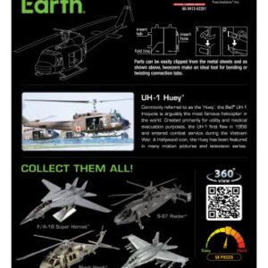 Fascinations Metal Earth UH-1 Huey Helicopter Color 3D Metal Model Kit Bundle with Tweezers