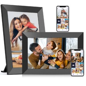 bigasuo 10.1 inch wifi digital picture frame, ips hd touch screen cloud smart photo frames with built-in 32gb memory, wall mountable, auto-rotate, share photos instantly from anywhere-gift 2-pack