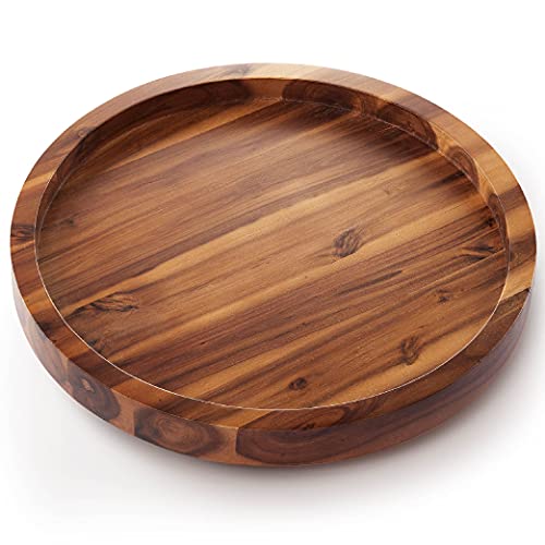 TIDITA 16" Acacia Lazy Susan Turntable for Table - Wooden Charcuterie Boards Cheese Board - Extra Large Lazy Susan Organizer - Kitchen Turntable for Cabinet, Pantry (16 Inch, Acacia)