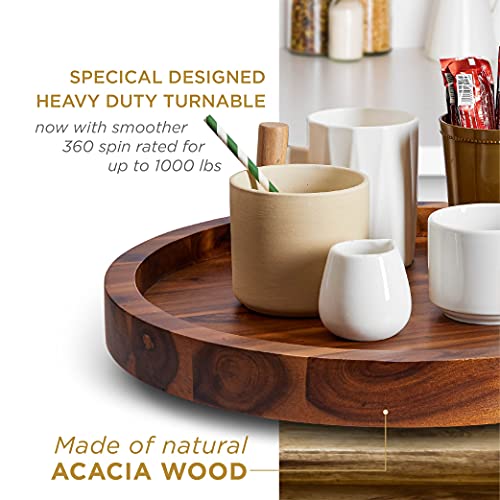 TIDITA 16" Acacia Lazy Susan Turntable for Table - Wooden Charcuterie Boards Cheese Board - Extra Large Lazy Susan Organizer - Kitchen Turntable for Cabinet, Pantry (16 Inch, Acacia)