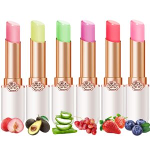 6 pcs/set peach aloe vera strawberry blueberry avocado grape jelly lipstick set temperature change moisturizer flower lip stick long lasting nutritious lip balm magic color change lip gloss