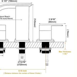 LOOPAN Bathroom Faucets for Sink 3 Hole, 8 Inch 2 Handles Widespread Bathroom Sink Faucet, Modern Bathroom Faucets with Pop-up Drain & cUPC Supply Lines