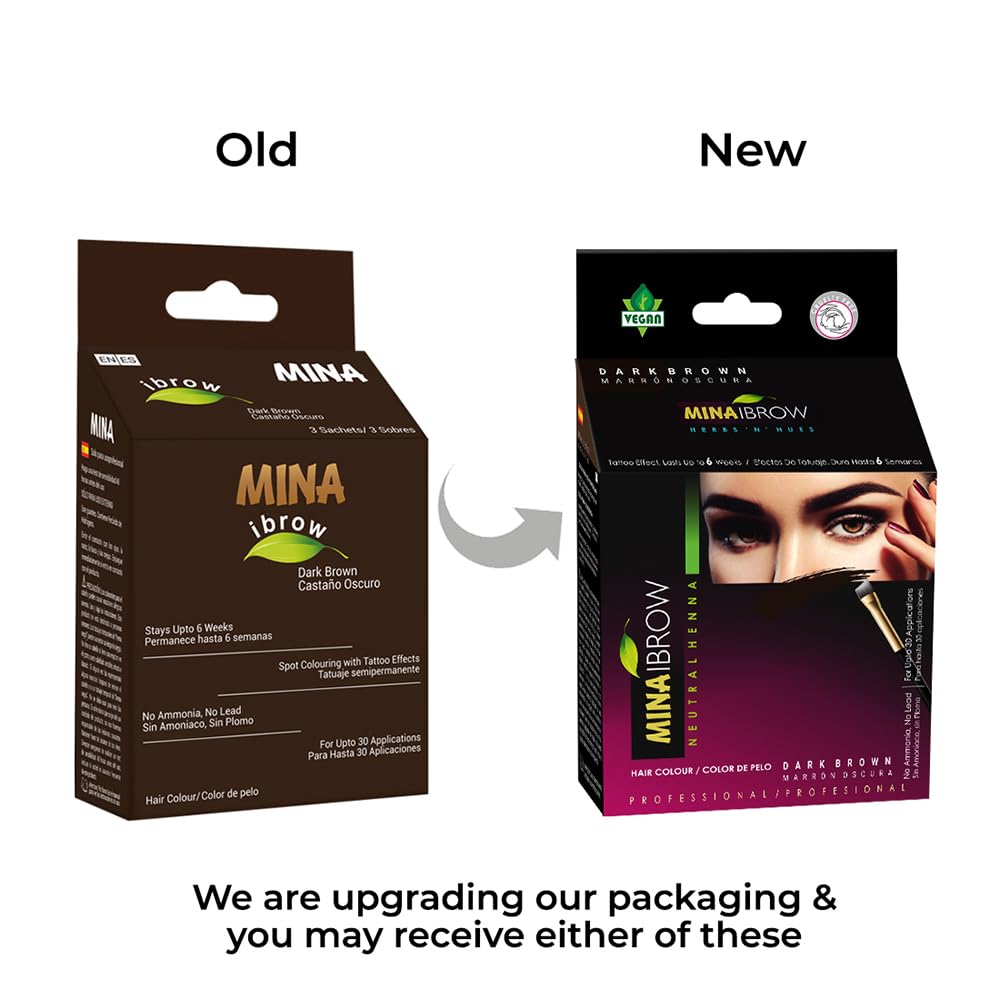 MinaiBrow Instant Hair Dye Kit Dark Brown | Natural Spot Coloring Tinting Powder with Duo Angled Brush, Water & Smudge Proof | 100% Grey Coverage Upto 30 Applications