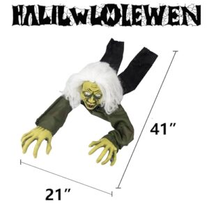 Hourleey Halloween Outdoor Decorations, Animated Zombie Groundbreaker Climbing Prop Halloween Decor with Lighted Eyes and Scary Sound for Graveyard Haunted House Indoor Lawn Yard