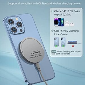 【UV-Coating】 Magnetic Wireless Charger,Qi-Certified Wireless Charging Pad Mag-Safe Charger Compatible with iPhone 14/14 Plus/14 Pro/14 Pro Max, iPhone 13/13 Pro/13 Pro Max/13 Mini, Mag Charging Grey