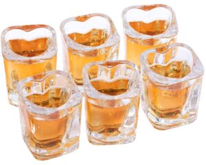 srgeilzati heart shaped shot glasses cute bar cart accessories | bar cart decor 2oz (set of 6)