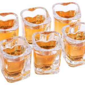 Srgeilzati Heart Shaped Shot Glasses Cute Bar Cart Accessories | Bar Cart Decor 2oz (Set of 6)