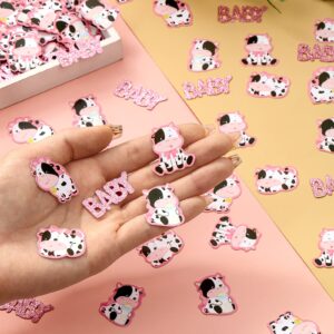 Cheereveal 200pcs Cow Confetti for Baby Shower, Cow Baby Shower Decorations Girl Pink, Cow Print Confetti for Tables Farm Animal Party Supplies