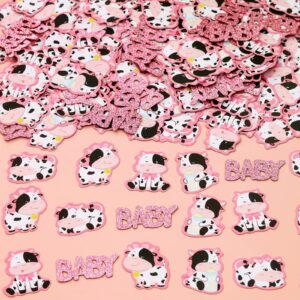 Cheereveal 200pcs Cow Confetti for Baby Shower, Cow Baby Shower Decorations Girl Pink, Cow Print Confetti for Tables Farm Animal Party Supplies