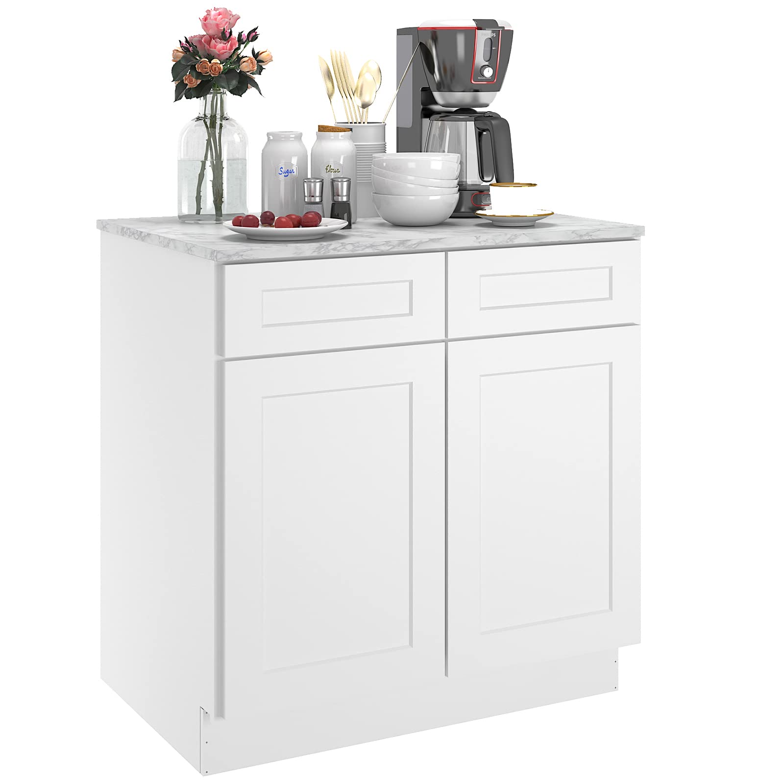 ROOMTEC Kitchen Base Cabinets, Sideboard Storage Cabinet, Entryway Cabinet with Soft Closing Doors 33" W X 24" D X 34-1/2"H