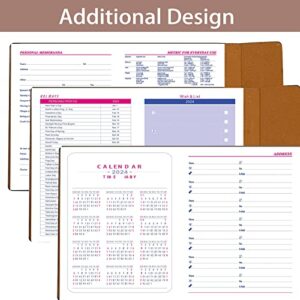 2024 Weekly Planner - Annual Weekly & Monthly Agenda Planner with Monthly Tabs, Jan - Dec 2024, Leather Cover, Thick Paper, A5 Calendar 5.9" x 8.26" (Weekly-Blue)