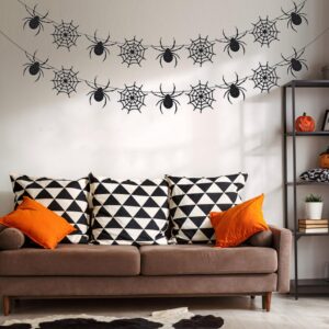 2 PCS Halloween Banner Halloween Garland, Black Glitter Spiderweb Garland- Halloween Party Decorations, Halloween Spider Decor, Hanging Spider Web Banner Decor, Halloween Party Supplies