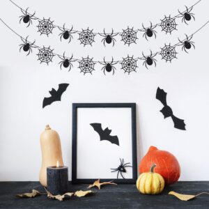 2 PCS Halloween Banner Halloween Garland, Black Glitter Spiderweb Garland- Halloween Party Decorations, Halloween Spider Decor, Hanging Spider Web Banner Decor, Halloween Party Supplies