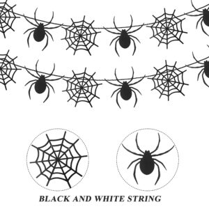 2 PCS Halloween Banner Halloween Garland, Black Glitter Spiderweb Garland- Halloween Party Decorations, Halloween Spider Decor, Hanging Spider Web Banner Decor, Halloween Party Supplies