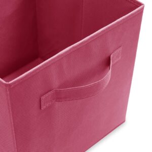 Casafield Set of 12 Collapsible Fabric Cube Storage Bins, Hot Pink - 11" Foldable Cloth Baskets for Shelves, Cubby Organizers & More