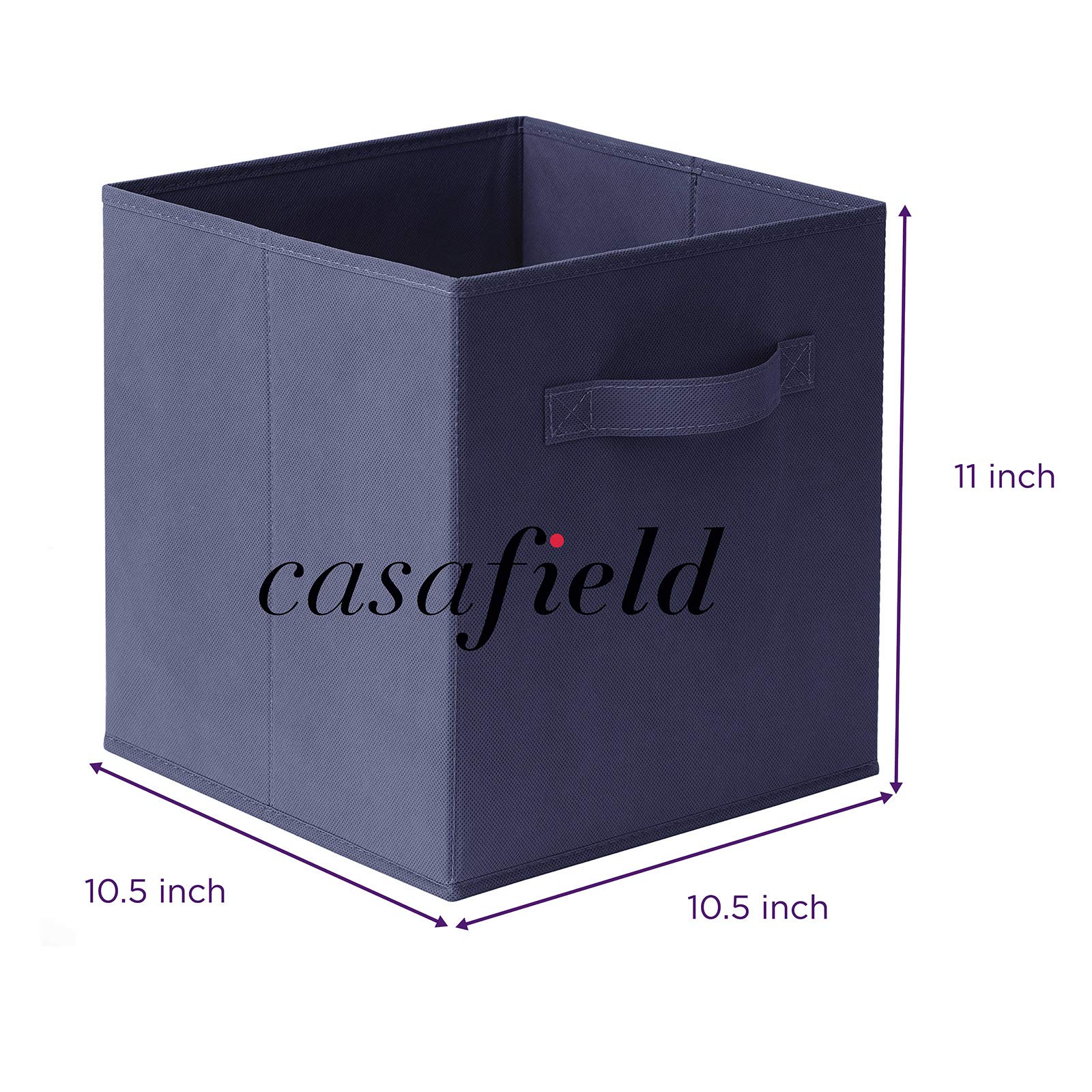 Casafield Set of 12 Collapsible Fabric Cube Storage Bins, Navy Blue - 11" Foldable Cloth Baskets for Shelves, Cubby Organizers & More