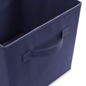 Casafield Set of 12 Collapsible Fabric Cube Storage Bins, Navy Blue - 11" Foldable Cloth Baskets for Shelves, Cubby Organizers & More