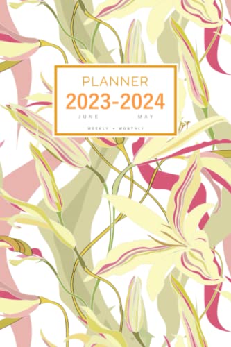 Planner 2023-2024: 6x9 Weekly and Monthly Organizer from June 2023 to May 2024 | Creative Trendy Flower Design White