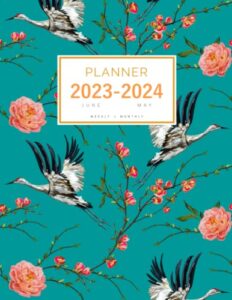 planner 2023-2024: 8.5 x 11 weekly and monthly organizer from june 2023 to may 2024 | traditional japanese bird flower design