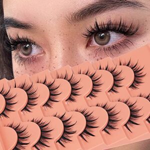 manga lashes natural look false eyelashes 3d spiky wispy eyelashes thai anime lashes asian volume fake eyelashes cosplay false lashes 7 pairs by toochunag