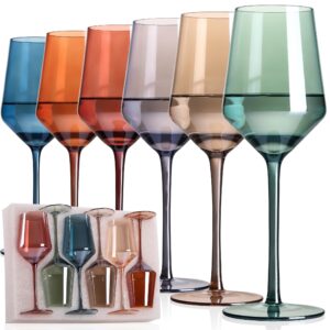 physkoa colored wine glasses set【multi color】 stemmed colored wine glasses,colorful wine glasses,colored wine gifts for houswarming,mothers day gifts for wine lover