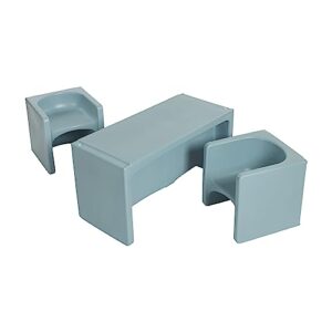 ecr4kids tri-me table and cube chair set, multipurpose furniture, powder blue, 3-piece