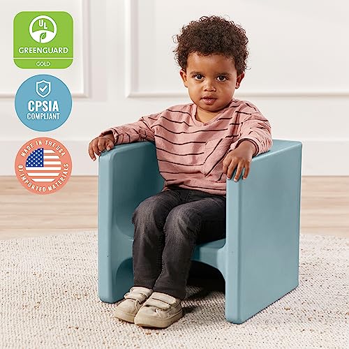 ECR4Kids Tri-Me Table and Cube Chair Set, Multipurpose Furniture, Powder Blue, 3-Piece