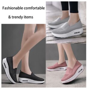 Women's Orthopedic Sneakers, 2023 New Air Cushion Non-Slip Walking Shoes, Breathable Mesh Platform Sneakers, Arch Support Orthopedic Stretch Shoes for Women (A-Black, adult, women, numeric_7, numeric, us_footwear_size_system, medium)