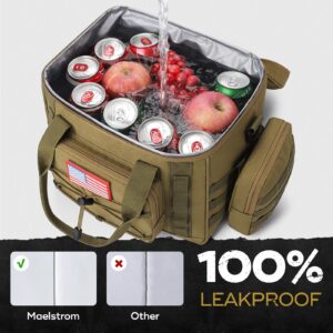 Maelstrom Tactical Lunch Box, Insulated Lunch Bag for Men, Large Durable Leakproof Cooler Bag with Detachable MOLLE Bags, Modern Lunch Tote for Adult Women Work,Picnic,20 Cans/15 L, Khaki