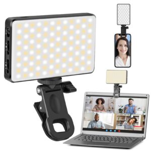 120 led selfie light phone light, 5000mah rechargeable clip video light, adjusted 3 light modes, for phone, camera, laptop, ipad, light for selfie, video conference, tiktok, vlog