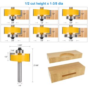 Rabbet Router Bit - Router Bit Set with 6 Bearings Set ( 1/2", 7/16", 3/8", 5/16", 1/4", 1/8" Bearings) Carbide Tipped Rabbeting Router Bits 1/4 Shank