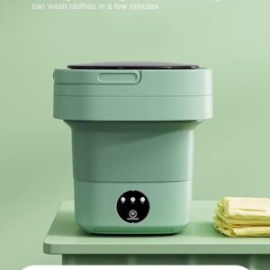 Small Portable Washing Machine, Mini Washer 9L High Capacity with 3 Modes Deep Cleaning for Underwear, Baby Clothes, or Small Items, Foldable Washing Machine for Apartments, Camping, Travel (Green)