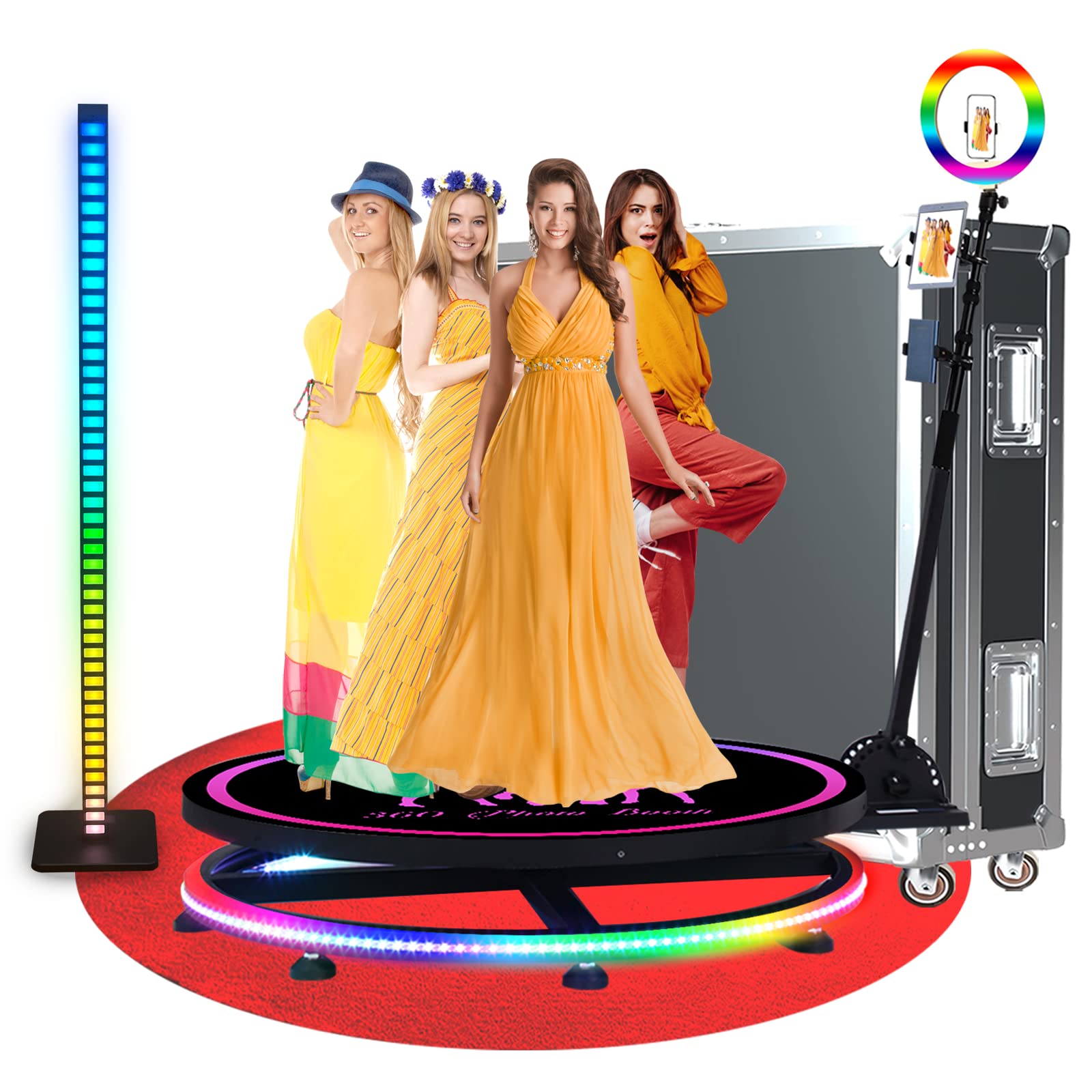 360 Photo Booth Machine for Parties,360 Camera Booth with Battery Pack,APP,Custom Magnetic Logo,etc Deluxe Suit,Control by APP or Remote (80cm/31.5"+ Flight Case)