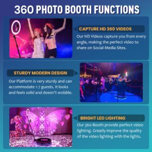 360 Photo Booth Machine for Parties,360 Camera Booth with Battery Pack,APP,Custom Magnetic Logo,etc Deluxe Suit,Control by APP or Remote (80cm/31.5"+ Flight Case)