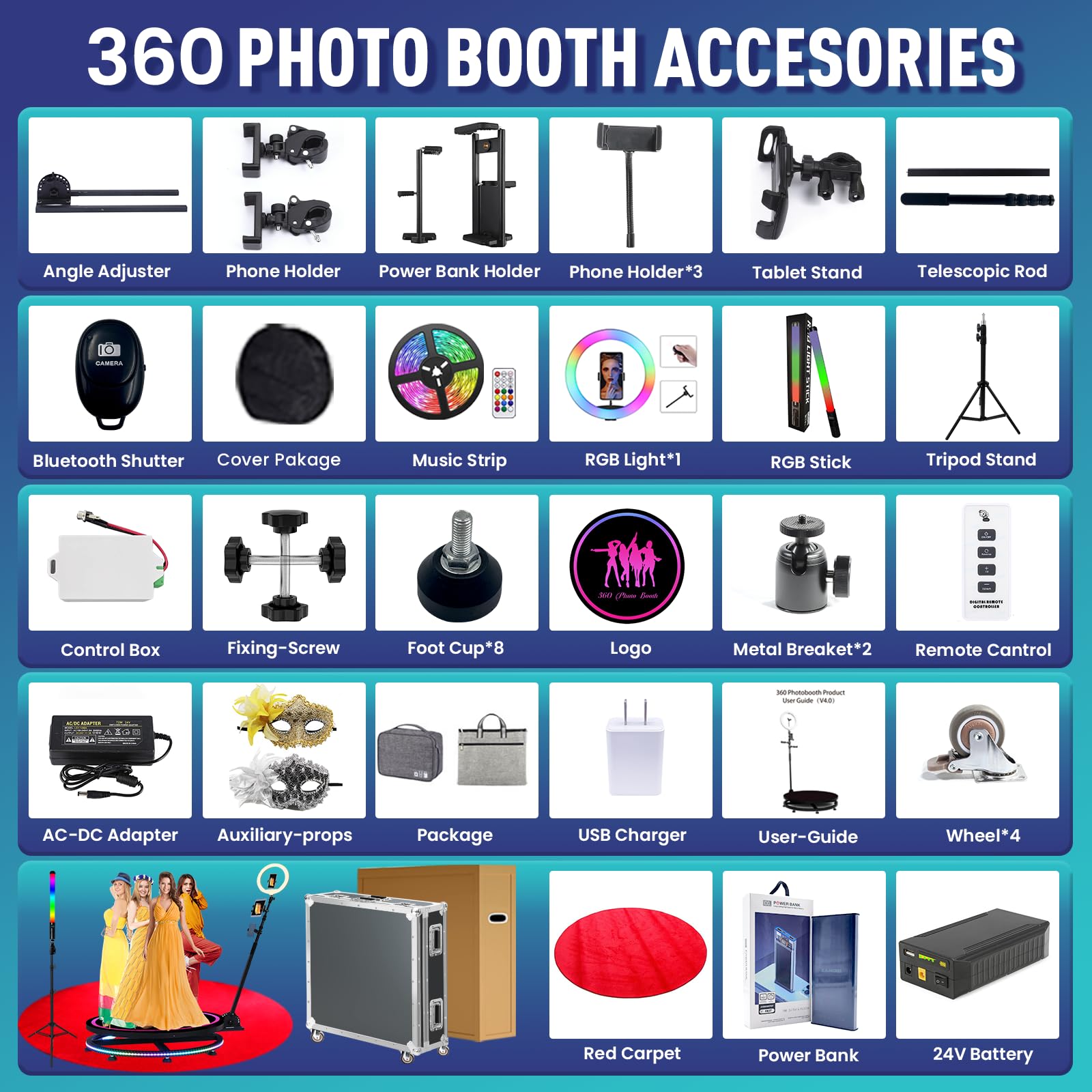 360 Photo Booth Machine for Parties,360 Camera Booth with Battery Pack,APP,Custom Magnetic Logo,etc Deluxe Suit,Control by APP or Remote (80cm/31.5"+ Flight Case)