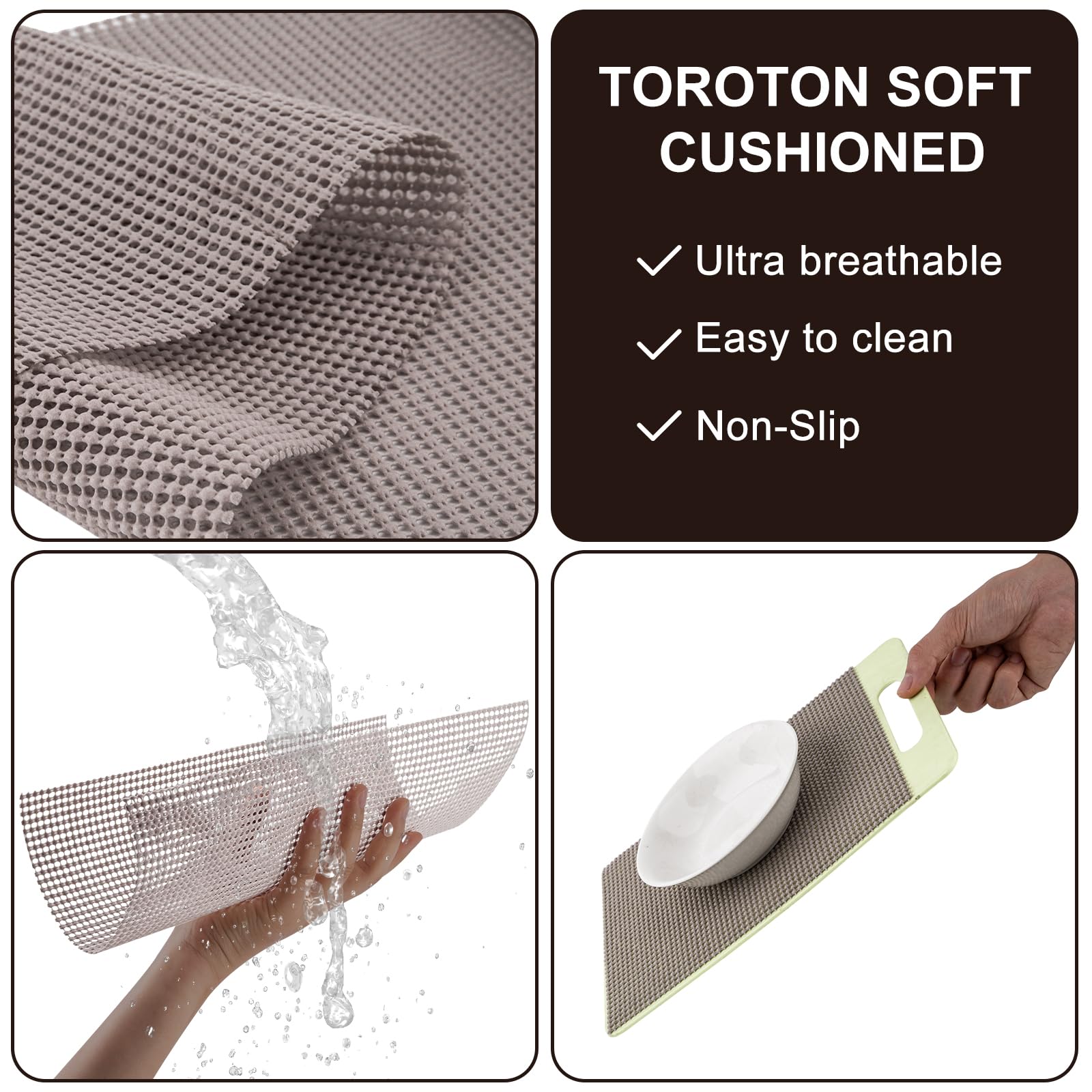 TOROTON Shelf Cabinet Liner Non-Adhesive, 12 in x 20 FT Strong Grip Shelving Liner for Kitchen Cabinets, Non Slip Kitchen Protector Liner for Drawers, Shelves, Cupboards, Refrigerator, Coffee Bean