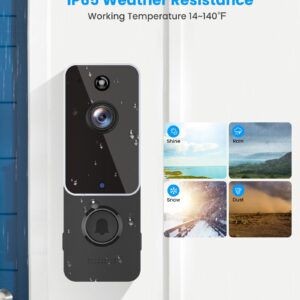 Aiwit Doorbell Camera Wireless, Indoor/Outdoor Surveillance Video Cam, Smart AI Human Detection, Live View, Included Chime Ringer, 2.4G WiFi, 2-Way Audio, Night Vision, Cloud Storage