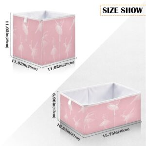 FUGIDOG 11 x 11 x 11 inch Fabric Storage Bins Ballerinas Pattern Foldable Storage Cubes Baskets with Handles Clothes Toys Storage Box for Nursery Closet Shelves Organizer