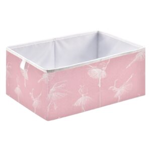 FUGIDOG 11 x 11 x 11 inch Fabric Storage Bins Ballerinas Pattern Foldable Storage Cubes Baskets with Handles Clothes Toys Storage Box for Nursery Closet Shelves Organizer