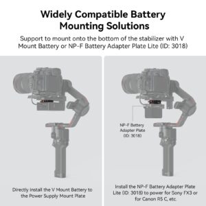 SmallRig Mini V Mount Battery Plate for DJI RS 3 / RS 3 Pro/RS 2 / RSC 2 Gimbals, Comes with V-Lock, Cold Shoe & 1/4"-20 Threaded Holes for V Mount Battery & NP-F Battery - 4189