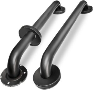 handicap grab bars, 2 pack 24 inch shower grab bar for seniors, 304 stainless steel ada grab bars for bathtubs and showers, toilet, safety shower handles for elderly, disabled, injury (matte black)