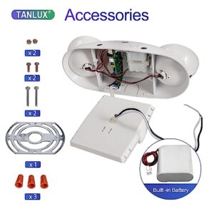 TANLUX LED Emergency Lights with Battery Backup, Two Head Adjustable Commercial Emergency Lights, UL Listed, AC 120/277V, Hardwired Emergency Exit Light Fixtures for Business - 1 Pack(White)