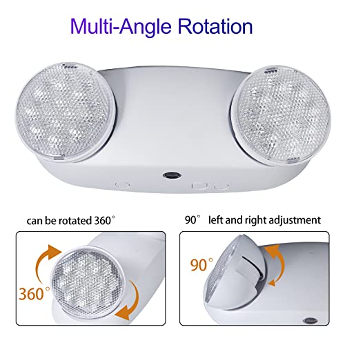 TANLUX LED Emergency Lights with Battery Backup, Two Head Adjustable Commercial Emergency Lights, UL Listed, AC 120/277V, Hardwired Emergency Exit Light Fixtures for Business - 1 Pack(White)