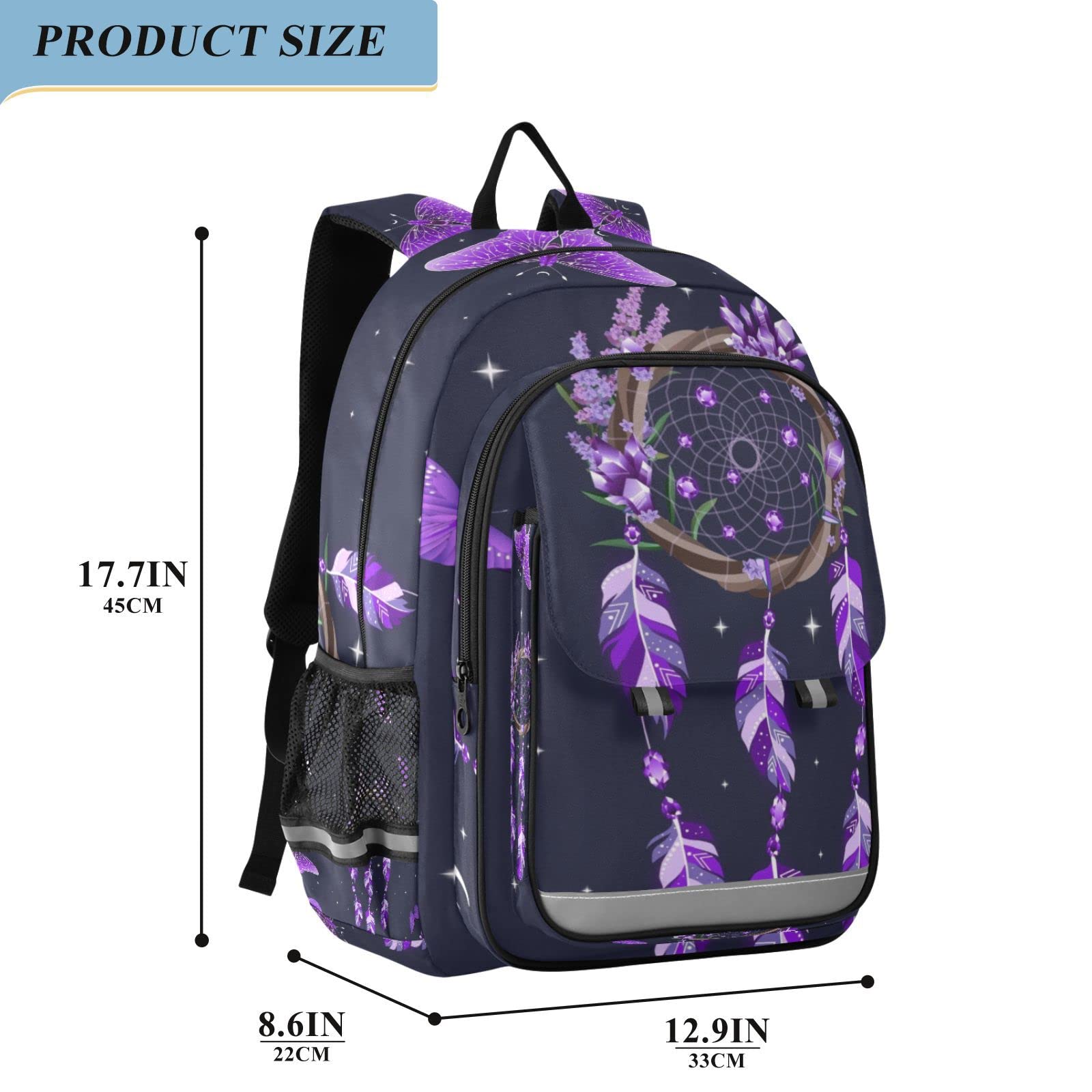 ALAZA Dreamcatcher Crescent Moon Butterfly Laptop Backpack Purse for Women Men Travel Bag Casual Daypack with Compartment & Multiple Pockets