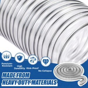 Therwen Clear PVC Dust Collection Hose, Heavy Duty Dust Debris and Fume Collection Hose, Flexible Clear Vacuum Hoses (4" X 70 ft)