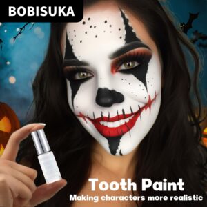 BOBISUKA White Tooth Paint, Instant Bright White Costumed Teeth Paint - No Streak, Safe, Long Last Tooth Makeup FX Paint, Perfect for Cosplay, Halloween Makeup, Theater, and Special Effects (5 ml)